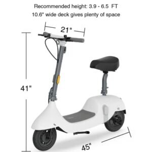 OKAI EA10 Electric Scooter with Seat, Up to 25 Miles Range & 15.5MPH, Moped Scooter Bike for Adults with 10 Inch Vacuum Tires(White)