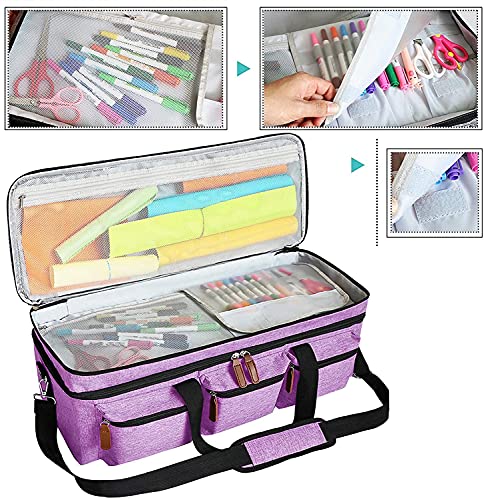 Damocles Cutting Machine Carrying Bag Portable 3-Layer Shock Absorbent Cutting Machine Tote Bag Compatible with Cricut Explore Air 2 & Cricut Maker (Purple)