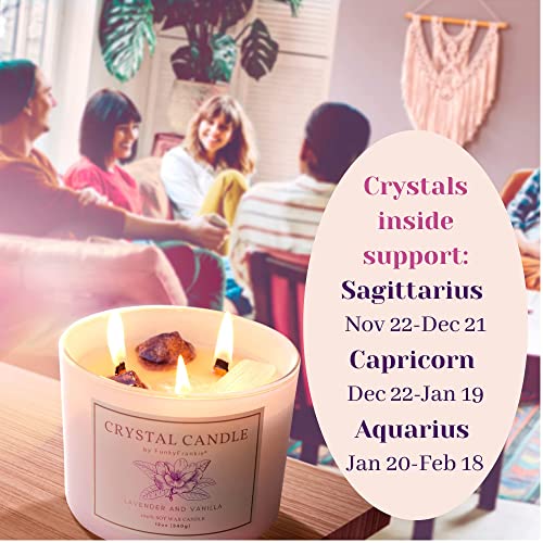 Extra Large Healing Crystals Candle, Crystal Gifts for Women - Amethyst 12 oz Manifestation Candle with Crystals Inside for Gemini Gifts for Women | Zodiac Candle Gifts | Lavender Soothing Crystals