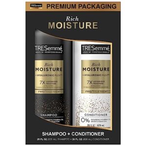 tresemme shampoo and conditioner rich moisture set deep conditioner with vitamin e for dry, damaged hair, hair care with vitamins and biotin shampoo, 28 fl oz ea