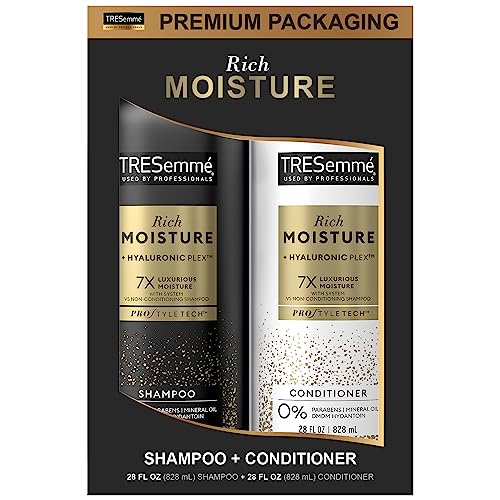 TRESemme Shampoo and Conditioner Rich Moisture Set Deep Conditioner with Vitamin E for Dry, Damaged Hair, Hair Care with Vitamins and Biotin Shampoo, 28 Fl Oz Ea