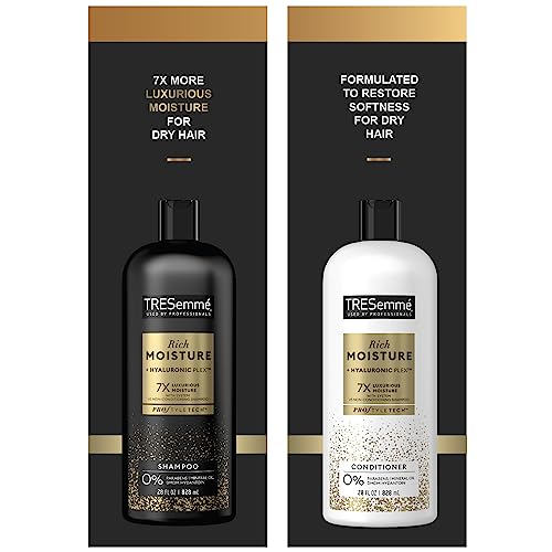 TRESemme Shampoo and Conditioner Rich Moisture Set Deep Conditioner with Vitamin E for Dry, Damaged Hair, Hair Care with Vitamins and Biotin Shampoo, 28 Fl Oz Ea