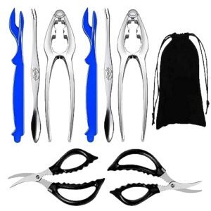 9pcs seafood tools set stainless steel forks opener crab lobster crackers shellfish lobster crab leg sheller nut crackers dishwasher safe