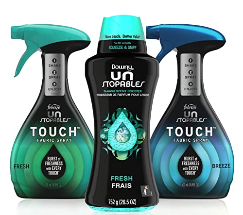 Febreze Fabric Spray & Downy Unstopables Kit - Includes Downy Laundry Scent Booster Beads (Fresh, 26.5 Ounce) and Febreze Unstopables Touch Fabric Refresher Spray (Fresh & Breeze, 16.9 Oz)