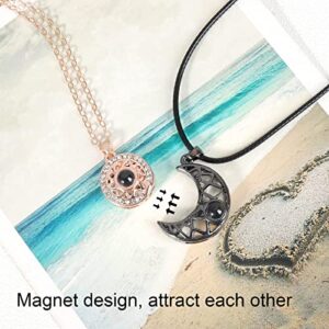 Couple Necklace Matching Sun and Moon Necklaces for Him and Her I Love You Necklace 100 Languages for Couples and Best Friends