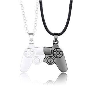 magnetic couple game pad pendant necklace, game controller magnetic necklaces bff couples, game console couple necklace, magnetic game controller necklaces, a pair of magnetite necklaces