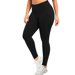 morefeel plus size leggings for women-stretchy x-large-4x tummy control high waist spandex workout black yoga pants