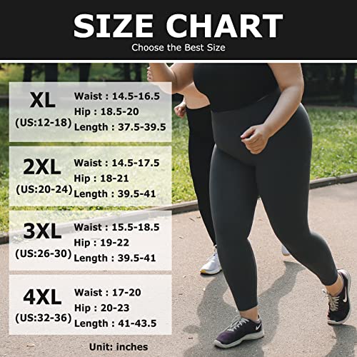 MOREFEEL Plus Size Leggings for Women-Stretchy X-Large-4X Tummy Control High Waist Spandex Workout Black Yoga Pants