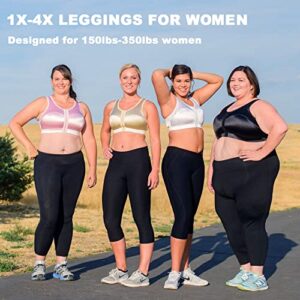 MOREFEEL Plus Size Leggings for Women-Stretchy X-Large-4X Tummy Control High Waist Spandex Workout Black Yoga Pants