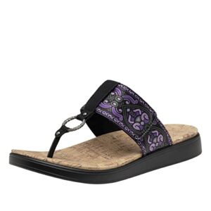 alegria womens moxi free spirit crow flat thong sandal 9.5-10 m us