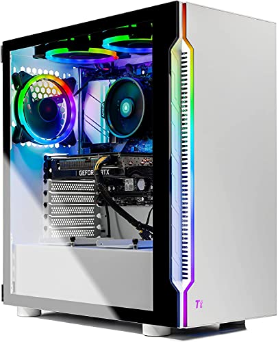 Skytech Gaming Archangel Gaming Computer PC Desktop – Ryzen 5 5600X 3.7GHz, RTX 3060 TI 8G, 1TB NVMe SSD, 16GB DDR4 3200MHz, RGB Fans, Windows 10 Home 64-bit, 802.11AC Wi-Fi, White