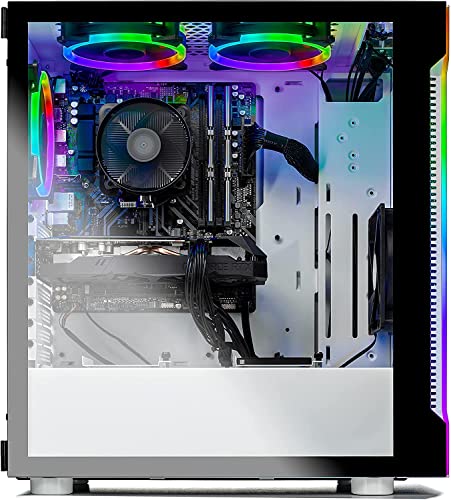 Skytech Gaming Archangel Gaming Computer PC Desktop – Ryzen 5 5600X 3.7GHz, RTX 3060 TI 8G, 1TB NVMe SSD, 16GB DDR4 3200MHz, RGB Fans, Windows 10 Home 64-bit, 802.11AC Wi-Fi, White