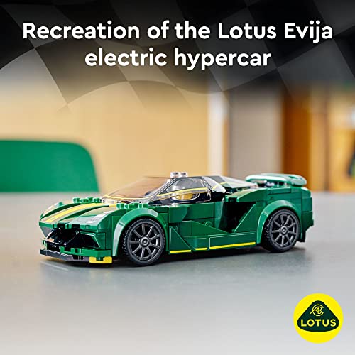 LEGO Speed Champions Lotus Evija 76907 Race Car Toy Model for Kids, Collectible Set with Racing Driver Minifigure