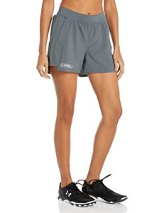 under armour women's standard 2n1 softball short 22, (012) pitch gray / / white, medium