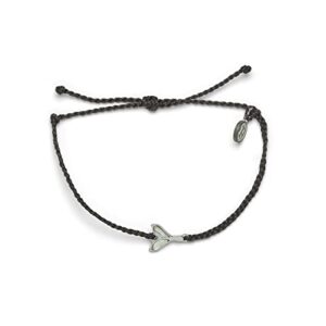 pura vida silver iridescent mermaid fin bracelet - 100% waterproof, adjustable band, brand charm - black