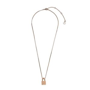 pura vida 18" rose gold-plated lock pendant necklace - adjustable chain, brass base - 3" extender