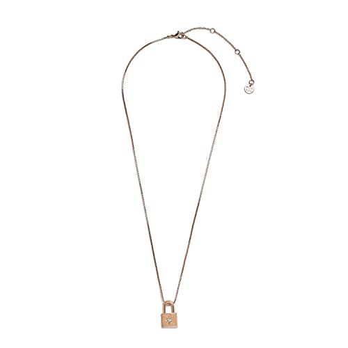 Pura Vida 18" Rose Gold-Plated Lock Pendant Necklace - Adjustable Chain, Brass Base - 3" Extender