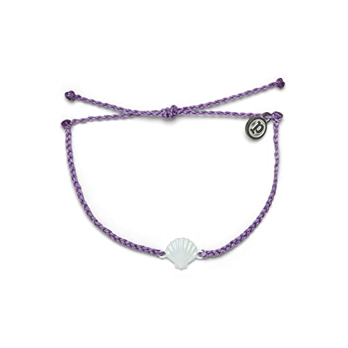 Pura Vida Iridescent White Shell Bracelet - 100% Waterproof, Adjustable Band, Brand Charm - Light Purple