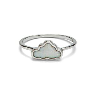 pura vida silver-plated opal cloud ring w/synthetic stone - brass band, rhodium plating - size 6