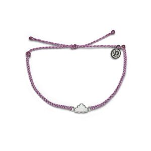 pura vida silver opal cloud bracelet w/synthetic opalite - 100% waterproof, adjustable band, brand charm - lavender