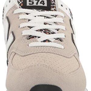 New Balance Women's 574 V2 Animal Print Sneaker, Grey/Black, 12