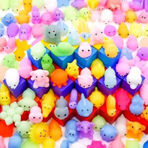 lenyoqin 100 pcs kawaii squishies, mochi squishy toys for kids party favors, mini sensory stress relief toys, goodie bags novelty toy, classroom prizes, birthday gift, christmas stocking, xmas gifts (random)