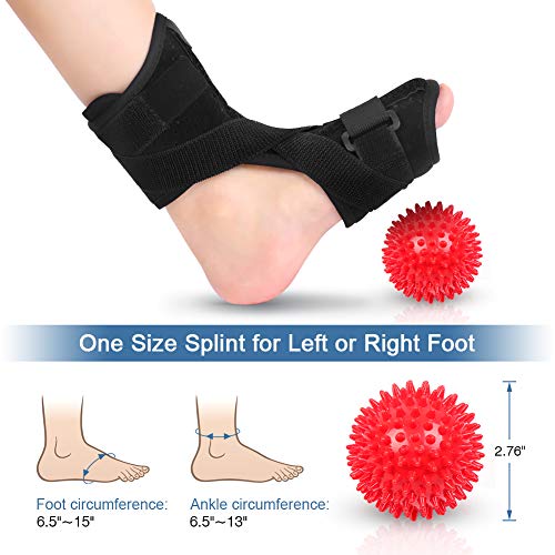 Planters Night Braces, Night Splint Plantar Fasciitis, Night Splint Feet, Night Splint Achilles Tendonitis, Adjustable Plantar Fasciitis Dorsal Night and Day Splint with Spiky Massage Ball