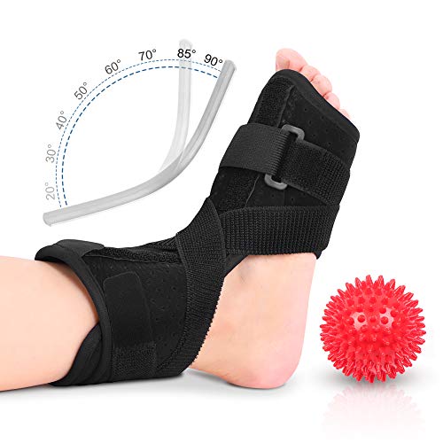 Planters Night Braces, Night Splint Plantar Fasciitis, Night Splint Feet, Night Splint Achilles Tendonitis, Adjustable Plantar Fasciitis Dorsal Night and Day Splint with Spiky Massage Ball