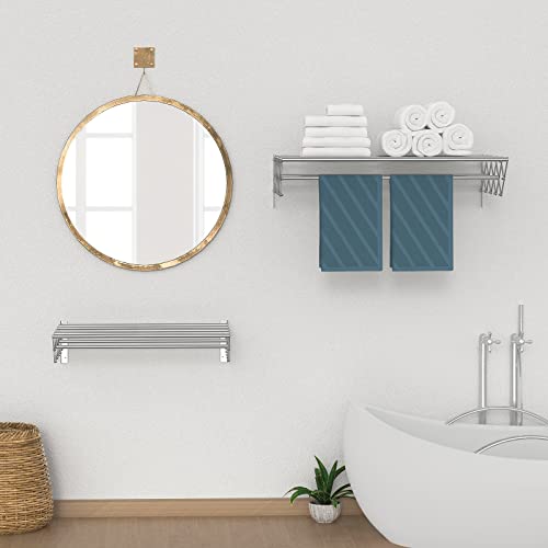 GUEVARA Wall Mounted Clothes Drying Rack,Stainless Steel Accordion Retractable Drying Rack for Laundry Room/Bathroom Tower，Easy to Install 31-inch Rod, 120 lbs Large Capacity- Indoor and Outdoor Use