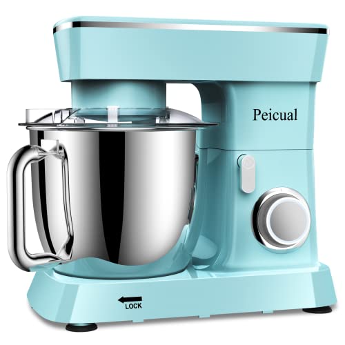 Upgraded Household Stand Mixer for Peicual 380W 10+P Speed High-Performance Tilt-Head Electric Kitchen Mixer 5.5Qt Stainless Steel Bowl with Dough Hook Flat Beater Wire Whisk & Splash Guard