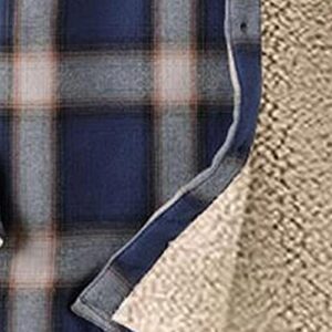 WUAI-Men Casual Sherpa Fleece Lined Plaid Flannel Shirts Jackets Heavyweight Thermal Button Up Winter Work Coat Outwear(Navy,X-Large)