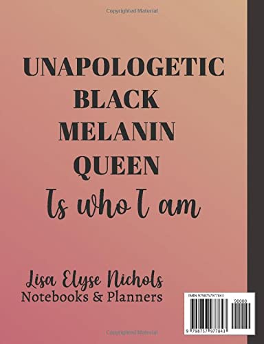 Unapologetic Black Melanin Queen: 100 Page Composition Notebook Blank Wide Ruled Pages For African American Women And Teens : Gift Journal With Cute Black Contemporary Woman Cover