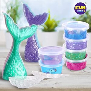 Summer Mermaid Slime Kit for Girls 10-12, FunKidz Shimmer Slime Making Kit for Kids Age 8-10 D.I.Y. Fluffy Glitter Slime Toy Mermaid Gift