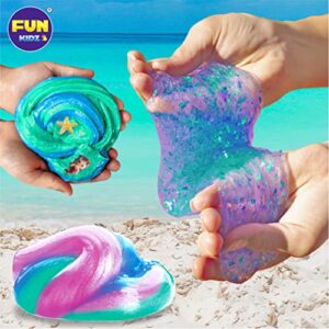 Summer Mermaid Slime Kit for Girls 10-12, FunKidz Shimmer Slime Making Kit for Kids Age 8-10 D.I.Y. Fluffy Glitter Slime Toy Mermaid Gift