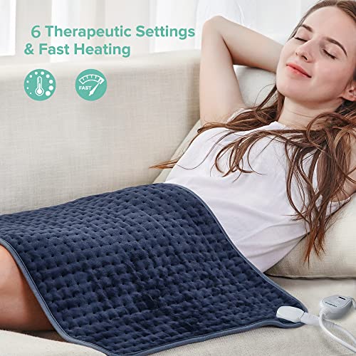 Heating Pad for Back Pain Relief, 17" X 33" XXX-Large Heating Pads for Cramps, Neck and Shoulder,Electric Heating Pad XL with 6 Fast Heating Settings,Moist Dry Heat Options,Auto-Off,Machine Washable