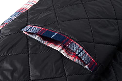 MAGCOMSEN Flannel Hooded Jacket for Men Long Sleeve Button Down Quilted Hood Coat Flannel Shirts for Men Winter Thermal Plad Jacket Red