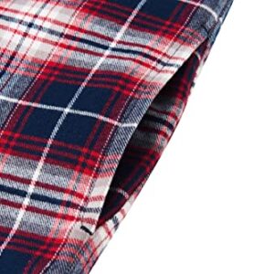 MAGCOMSEN Flannel Hooded Jacket for Men Long Sleeve Button Down Quilted Hood Coat Flannel Shirts for Men Winter Thermal Plad Jacket Red