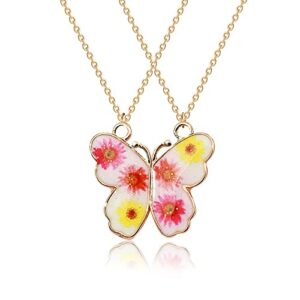 mjartoria bff necklace for 2-split butterfly friendship necklace best friend forever colored butterfly bff pendant best friend necklaces gifts for women girls