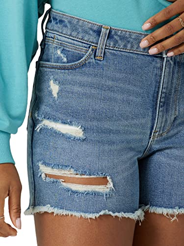 Wrangler Women's 4" Fray Jean Short, Sky Light, 12