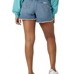 Wrangler Women's 4" Fray Jean Short, Sky Light, 12