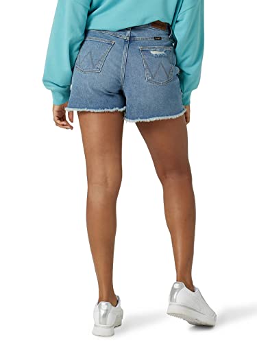 Wrangler Women's 4" Fray Jean Short, Sky Light, 12