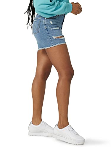 Wrangler Women's 4" Fray Jean Short, Sky Light, 12