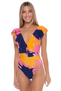 trina turk breeze ruffle one-piece multi 6