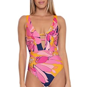 Trina Turk Breeze Hi Leg Plunge One-Piece Multi 10