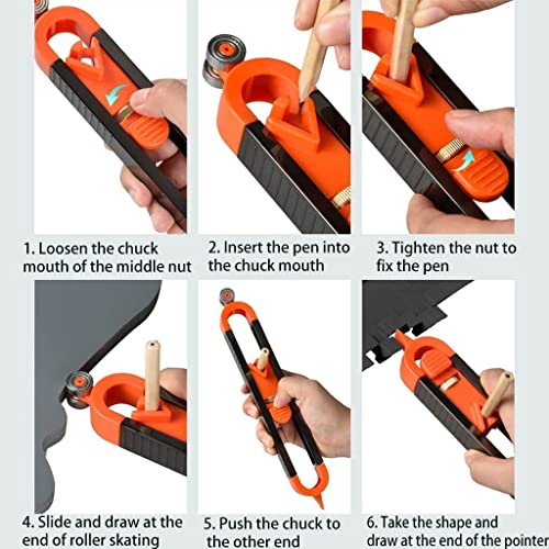 GOZWELL Precise Contour Scribe Tool with Lock for Pencil - Woodworking Edge Corner Measuring Profile Duplicator (1 Pack)