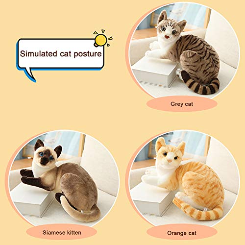 GUDVES Siamese Cat Stuffed Animal, Shorthair Cat Realistic Plush Cat Stuffed Toys, Gift for Kids 12inches (A)