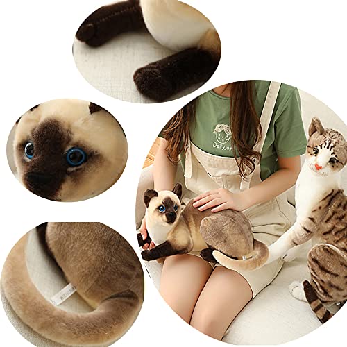 GUDVES Siamese Cat Stuffed Animal, Shorthair Cat Realistic Plush Cat Stuffed Toys, Gift for Kids 12inches (A)