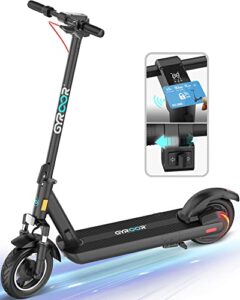 gyroor electric scooter adults with dual shock absorbers up to 31 miles 18.6mph,turn signal 500w motor nfc safety lock,ip67 core components waterproof foldable scooter electric for adults