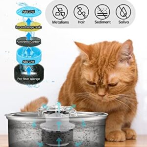 OYES Cat Water Fountain,Stainless Steel 2.0L/67oz Automatic Circulating Pet Water Fountain,Ultra-Quiet Pump with LED Light,Dishwasher Safe,Cat Fountain Suitable for Cat, Dog and Puppy