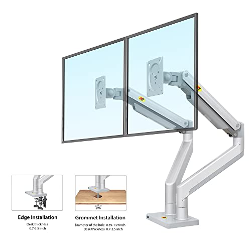 NB North Bayou Dual Monitor Arm Ultra Wide Full Motion Swivel Monitor Mount with Gas Spring for 22''-32'' Monitors with Load Capacity from 4.4 to 33lbs for Each Arm Monitor Stand G32-S